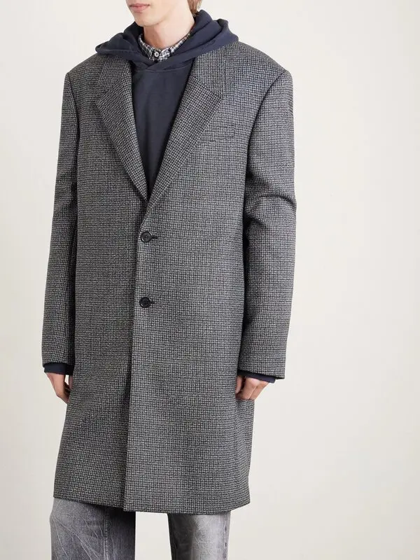 Acne Studios Otam Houndstooth Wool Coat - Black