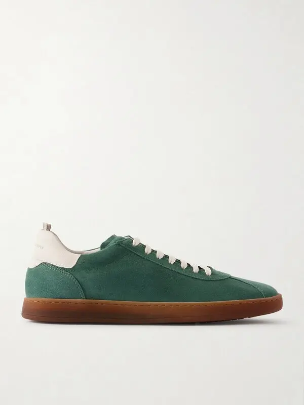 Officine Creative Halo 001 Leather-trimmed Suede Sneakers - Green