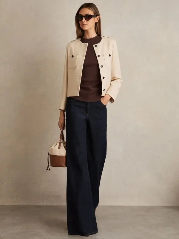 REISS Ribbed Ruched Waist Vest - Chocolate