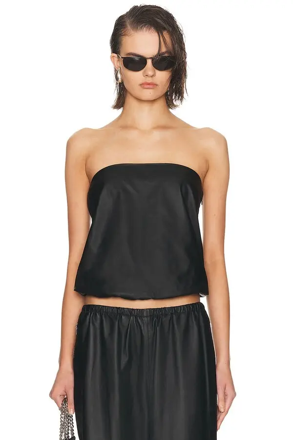 Alexander Wang Strapless Leather Bubble Top