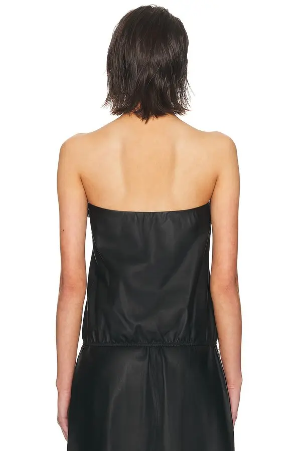 Alexander Wang Strapless Leather Bubble Top
