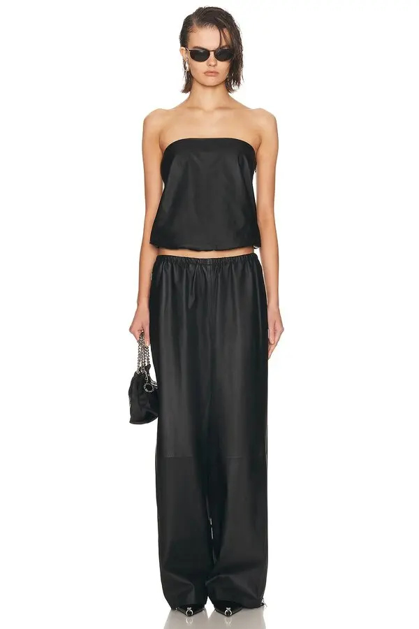 Alexander Wang Strapless Leather Bubble Top