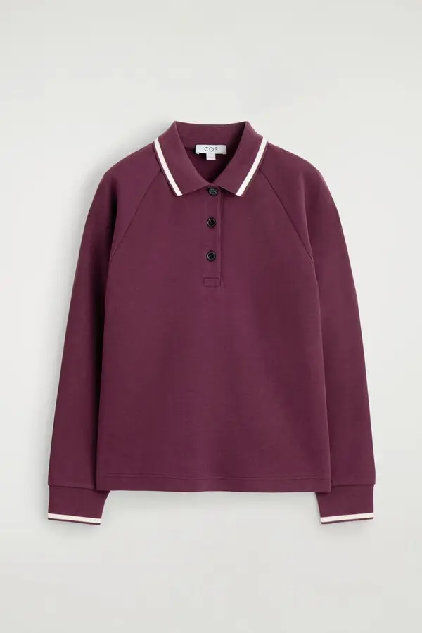 Cos Contrast-tipped Cotton Blend Polo Top