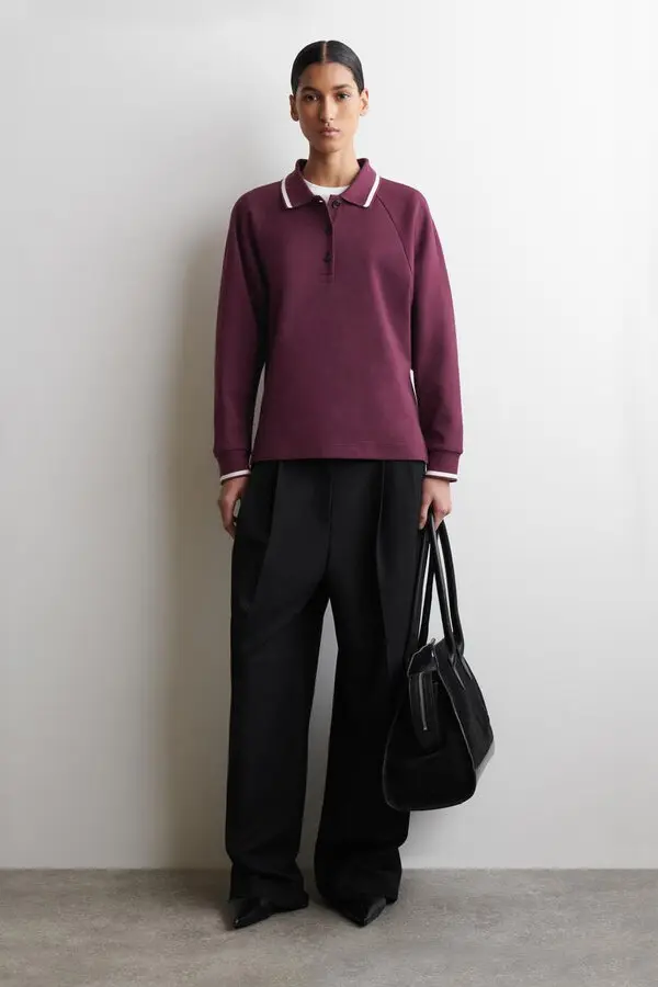Cos Contrast-tipped Cotton Blend Polo Top