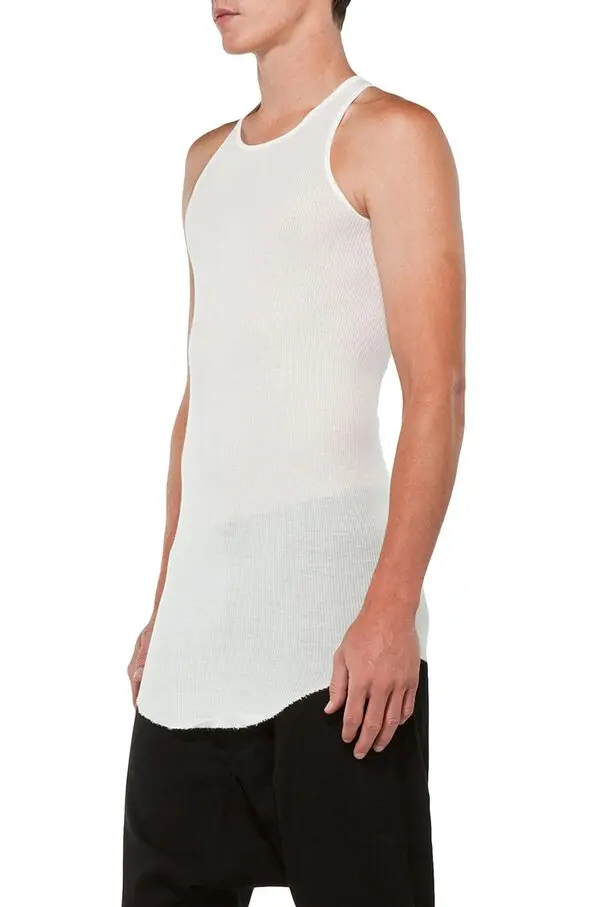 Rick Owens Ribbed Tank In White