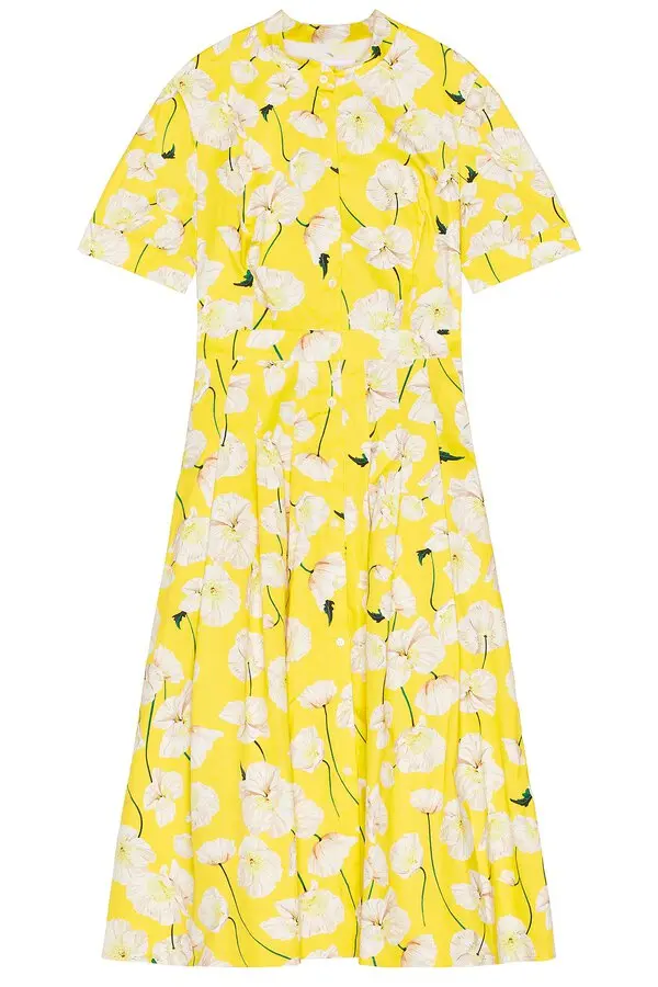 Carolina Herrera Short Sleeve Midi Dress - Taxi Cab Mutli