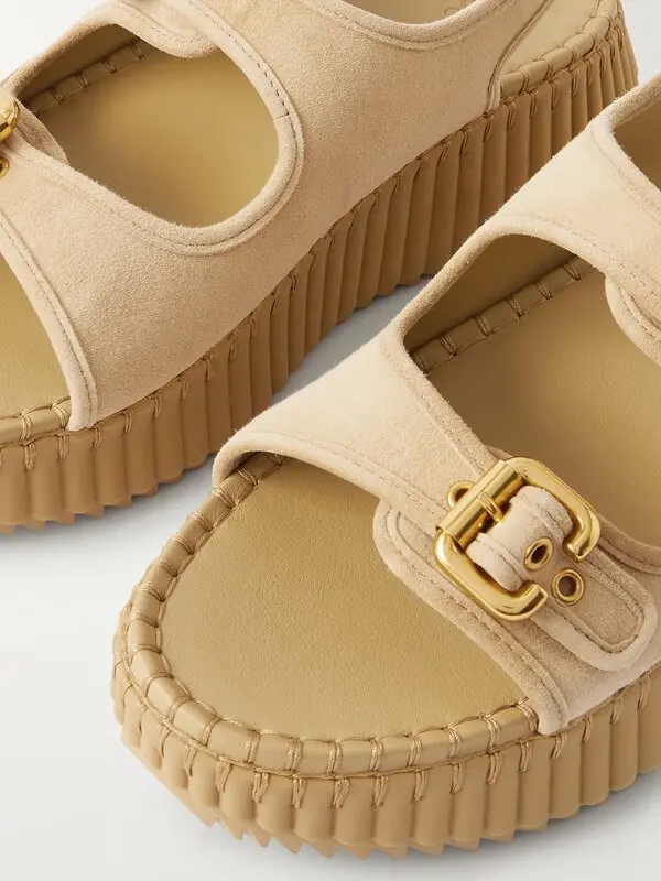 Chloé Nama Suede Platform Sandals - Neutrals
