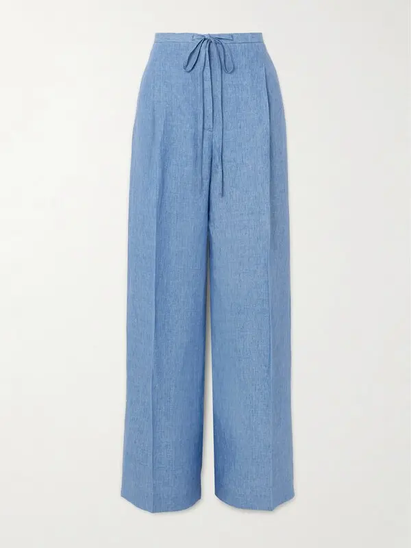 RÓHE Linen Wide-leg Trousers - Blue