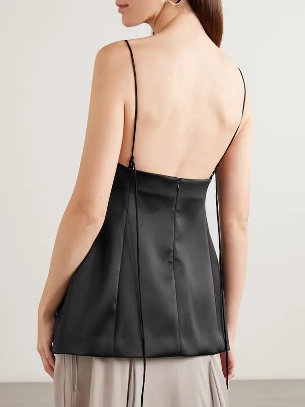 RÓHE Paneled Duchesse-satin Peplum Bustier Top - Black