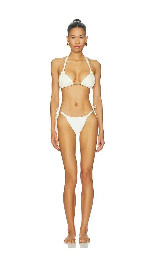 PQ SWIM Tie Side Bikini Bottom With Tassels - Cream
