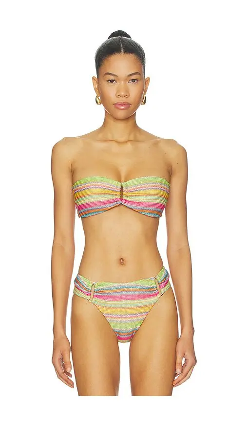 PQ Detail Bandeau Bikini Top - Rainbow Stripe