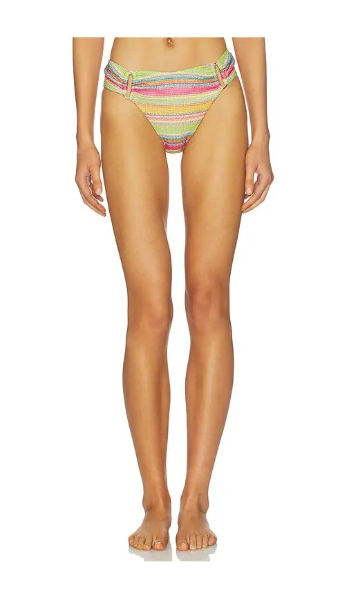 PQ Detail Fanned Bikini Bottom - Rainbow Stripe