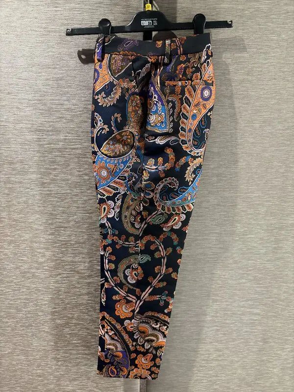 Etro Black Printed Trousers - Multicolor