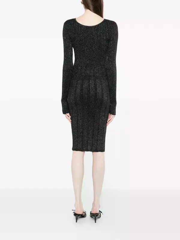Versace Ribbed Knit Midi Dress With Medusa Buttons