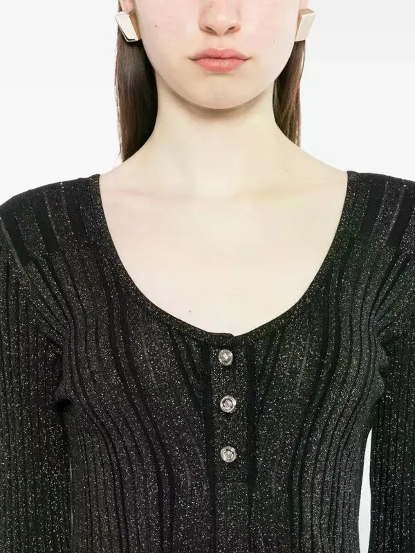 Versace Ribbed Knit Midi Dress With Medusa Buttons