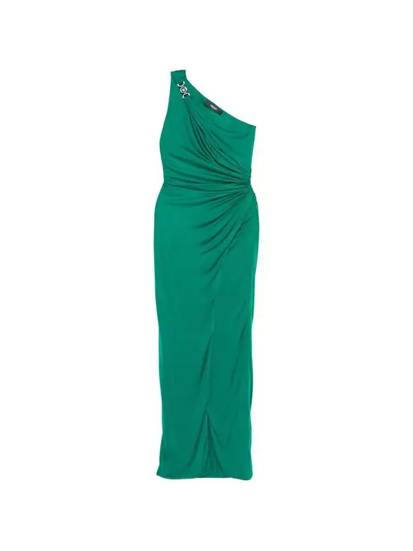 Versace One-shoulder Draped Gown With Medusa '95 Hardware - Green