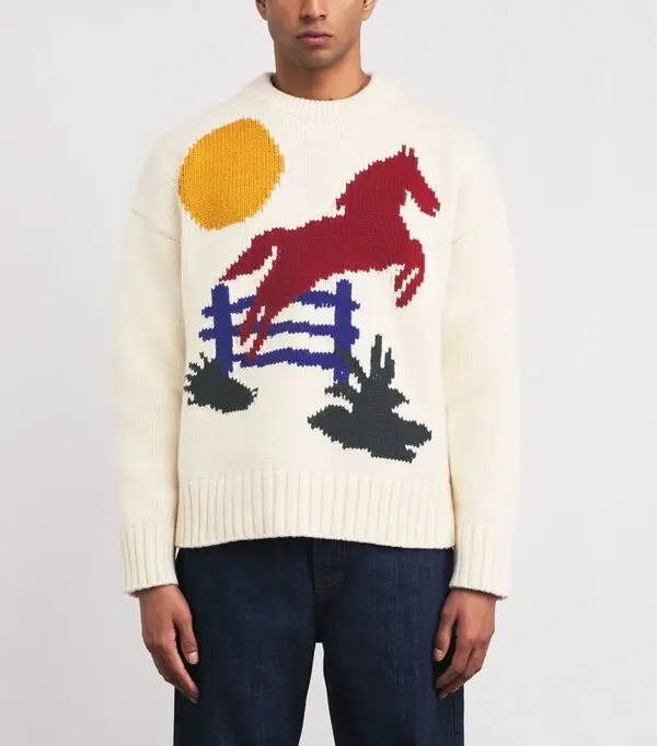 Ami Wool-blend Horse Intarsia Sweater