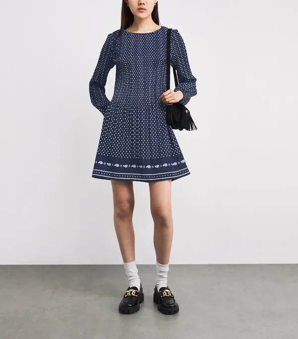 Maje Polka Dot And Paisley Print Mini Dress