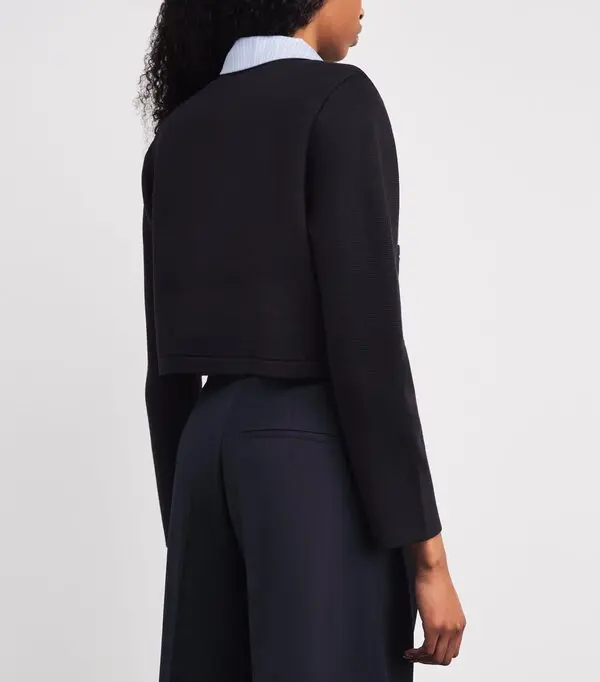 Claudie Pierlot Cropped Knitted Cardigan With Detachable Collar - Blue