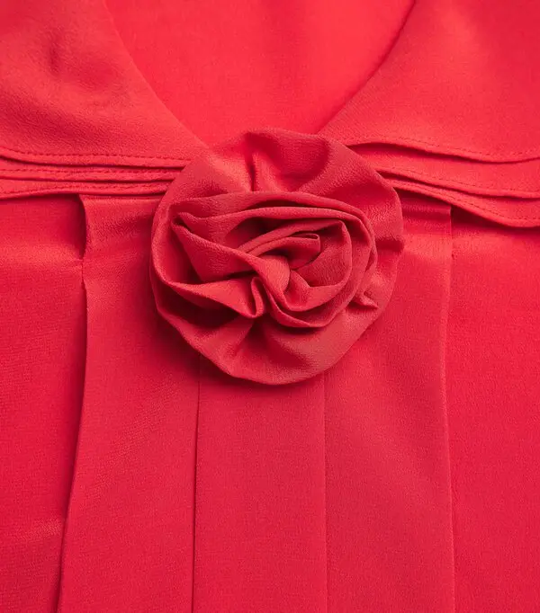 Rixo Silk Floral-appliqué Blouse - Red