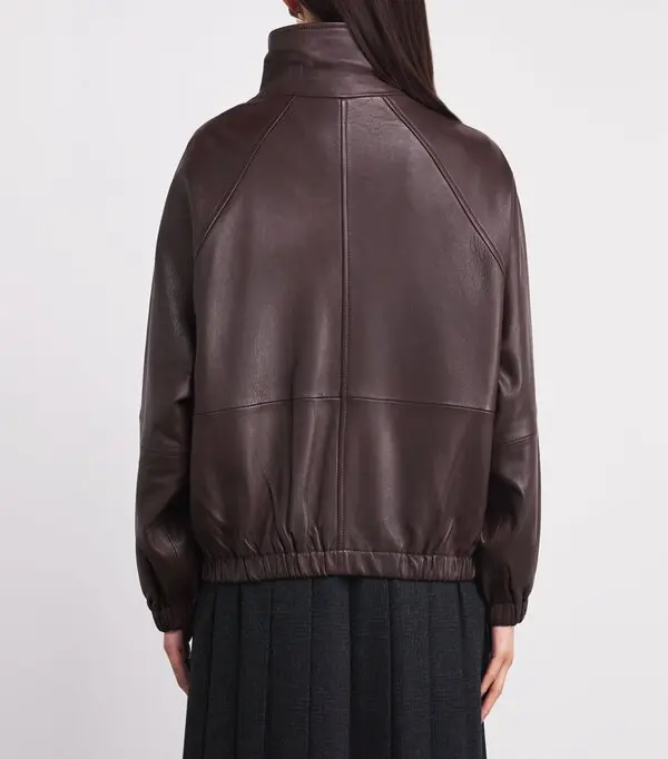 Sandro Raglan-sleeve Leather Jacket - Brown