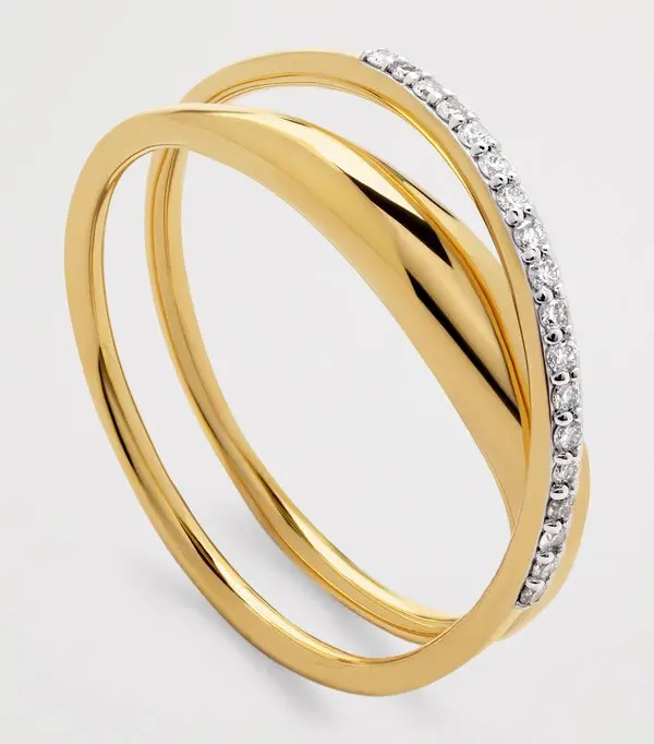 Monica Vinader Vermeil And Diamond Nura Wrap Ring - Gold