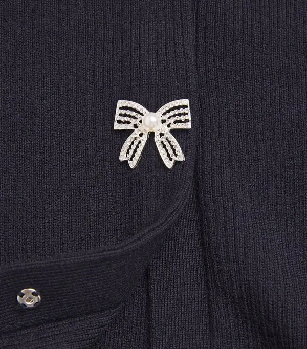 Maje Wool Rib-knit Bow Cardigan - Blue