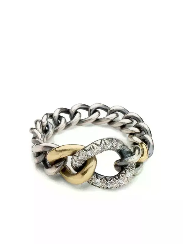 HUM 18k White Gold Interlace Diamond Ring - Silver