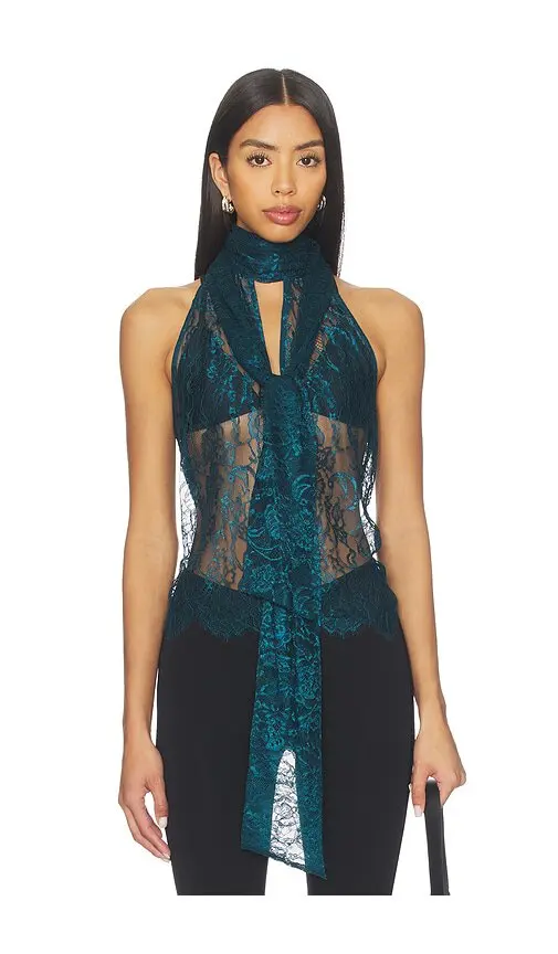 L'Agence Reece Lace Tie Neck Sleeveless Blouse