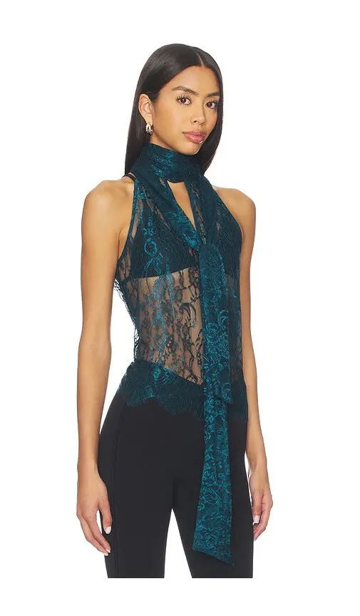 L'Agence Reece Lace Tie Neck Sleeveless Blouse