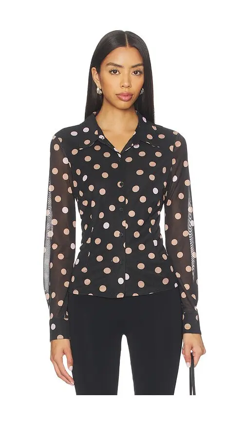 Sanctuary Fitted Mesh Button Down Top