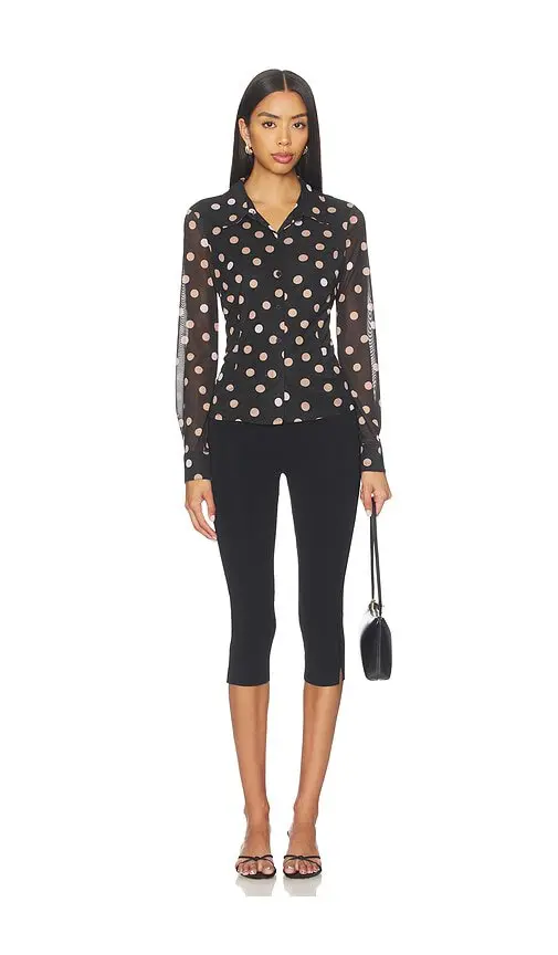 Sanctuary Fitted Mesh Button Down Top