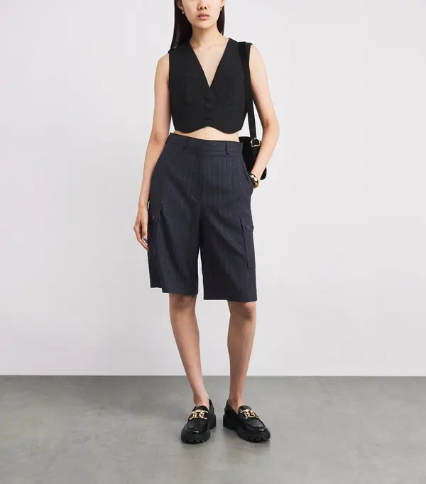 Sandro Cropped Sleeveless Corset Top - Black
