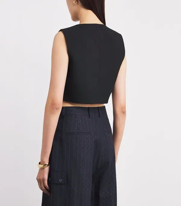 Sandro Cropped Sleeveless Corset Top - Black