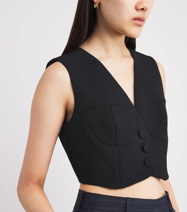 Sandro Cropped Sleeveless Corset Top - Black