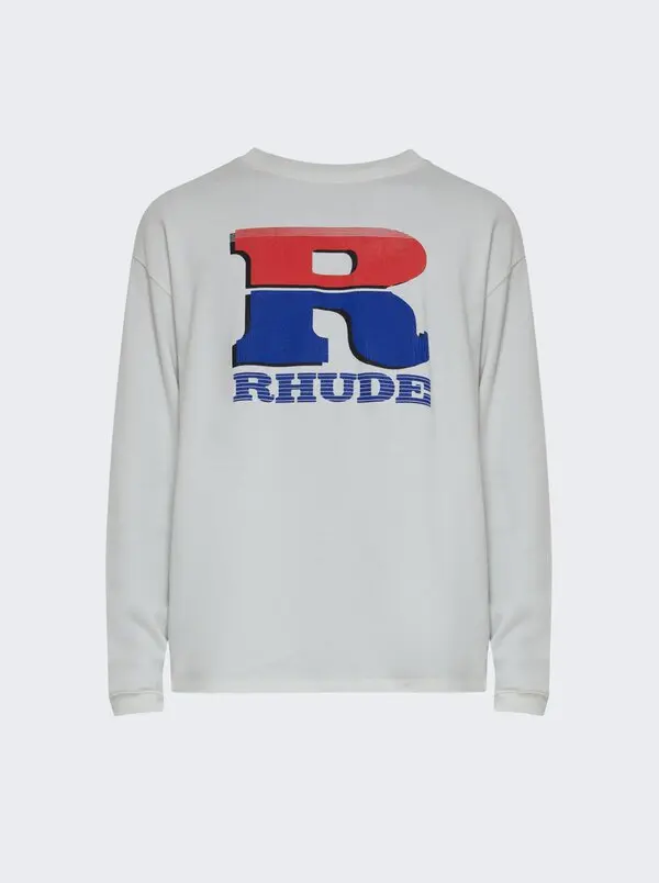Rhude Split Petrol Logo Long Sleeve Tee Vintage And Red