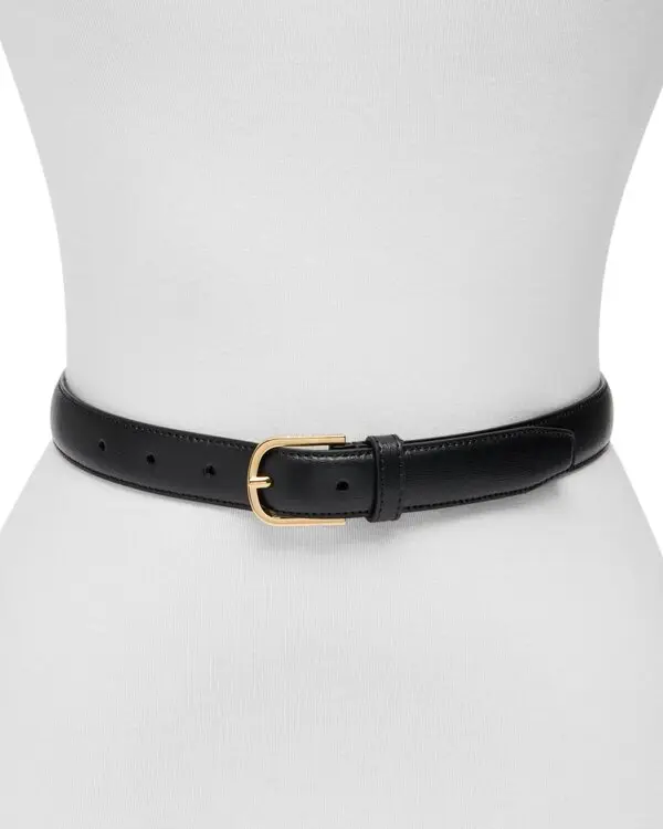TOTEME Slim Leather Belt With Gold-tone Buckle - Black