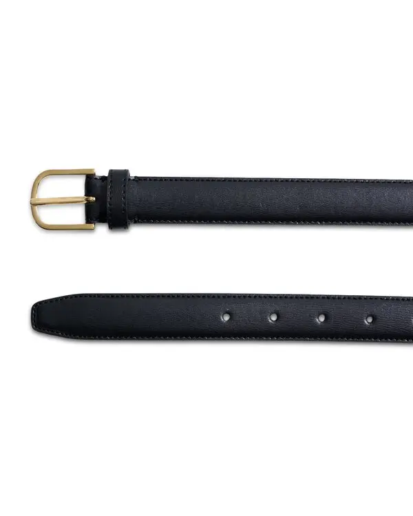 TOTEME Slim Leather Belt With Gold-tone Buckle - Black