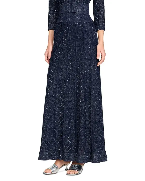 Sandro Rhinestone Knit Maxi Skirt