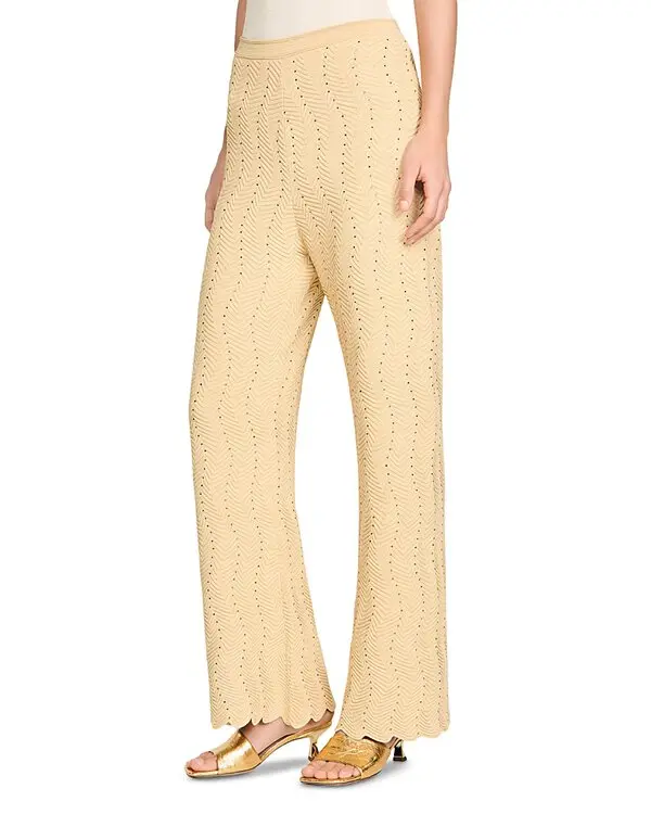 Sandro Rhinestone Knit Pants - Gold