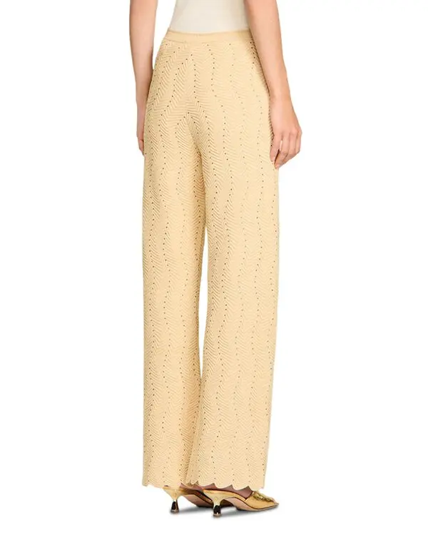 Sandro Rhinestone Knit Pants - Gold