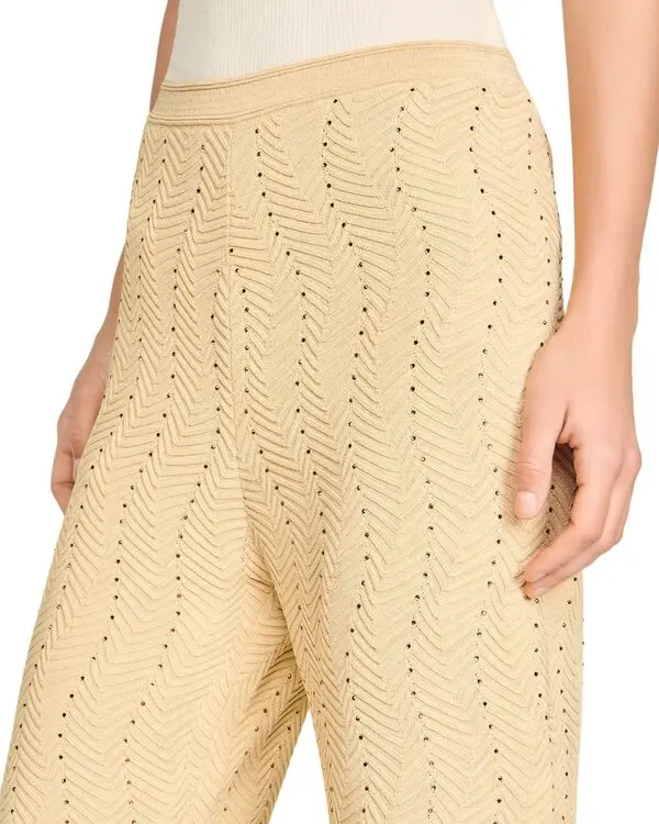 Sandro Rhinestone Knit Pants - Gold