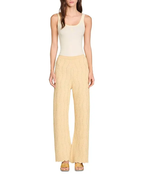 Sandro Rhinestone Knit Pants - Gold