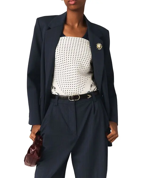Maje Vissila Striped Belted Jacket