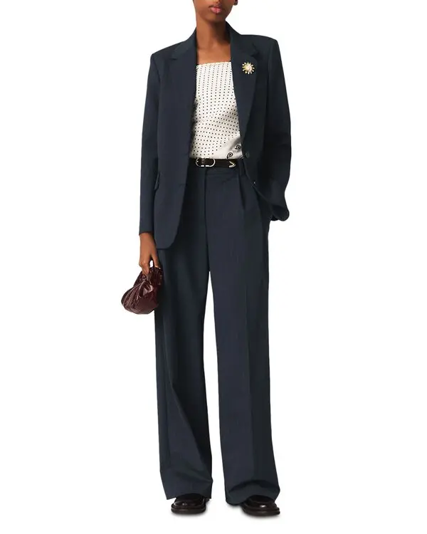 Maje Vissila Striped Belted Jacket