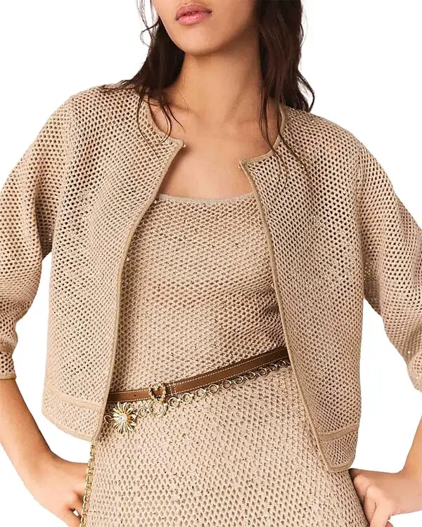 Maje Sequin Knit Cardigan - Nude