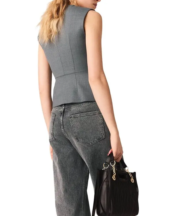 Maje Sleeveless Jewel Button Tailored Jacket
