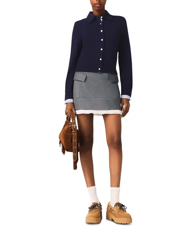 Maje A-line Poplin Mini Skirt