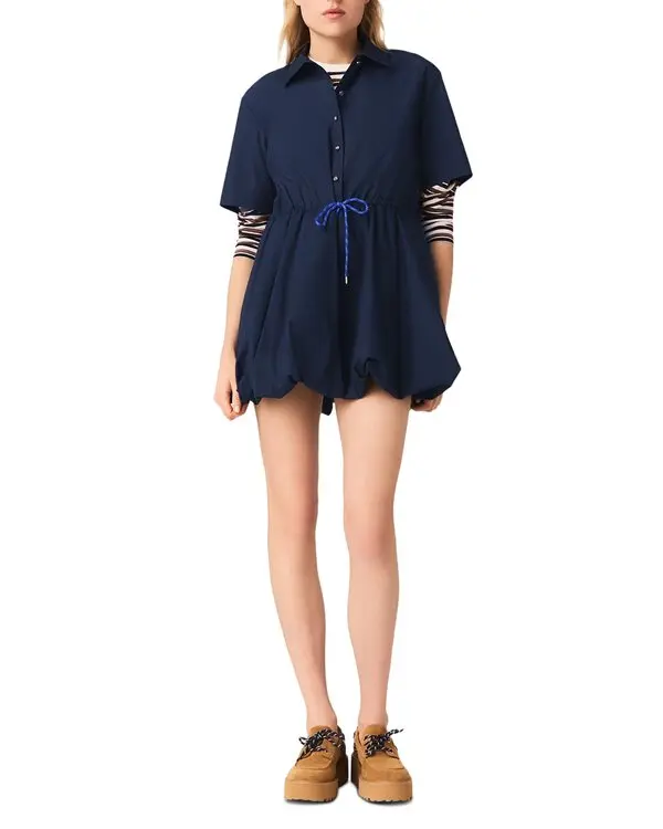 Maje Short Bubble Shirtdress - Navy