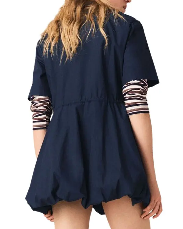 Maje Short Bubble Shirtdress - Navy